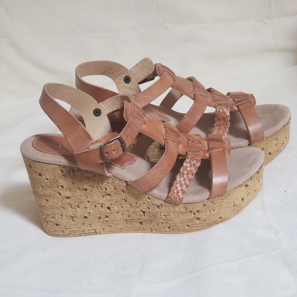 Sbicca | Shoes | Nwot Sbicca Tan Platform Wedge Woven Wrapstrappy ...